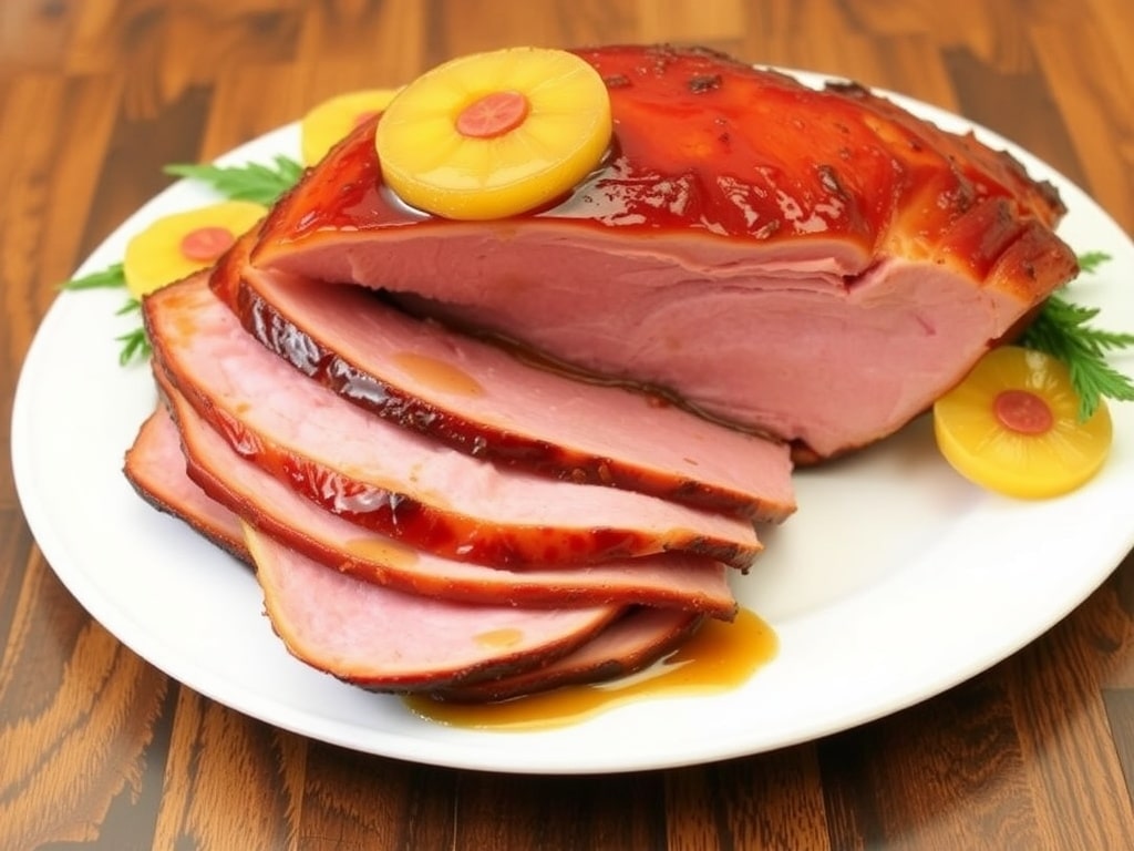 Sweet and Savoury Baked Ham with Pineapple Glaze